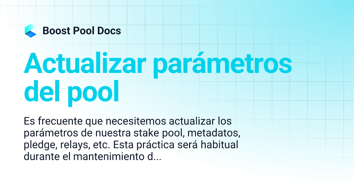 Actualizar parámetros del pool | Boost Pool Docs